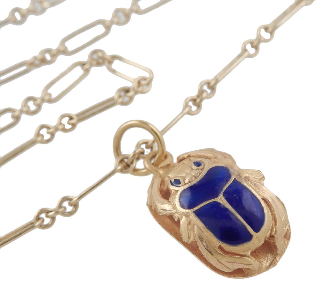 14k gold Egyptian scarab necklace - Jan 01, 2019 | Stephenson's Auction ...