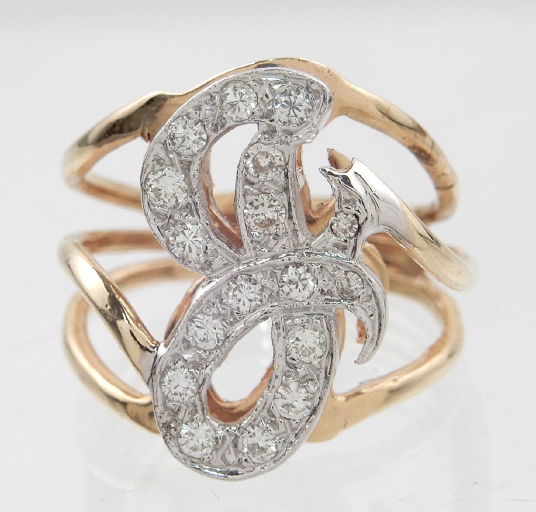 14k gold diamond initial ring
