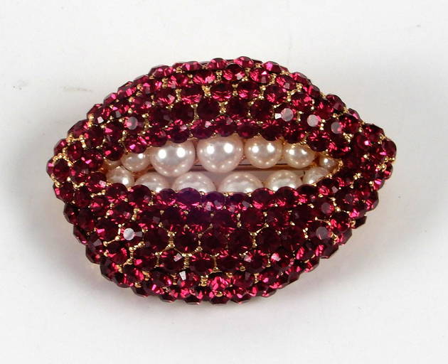 Salvador Dali Ruby Lips Brooch