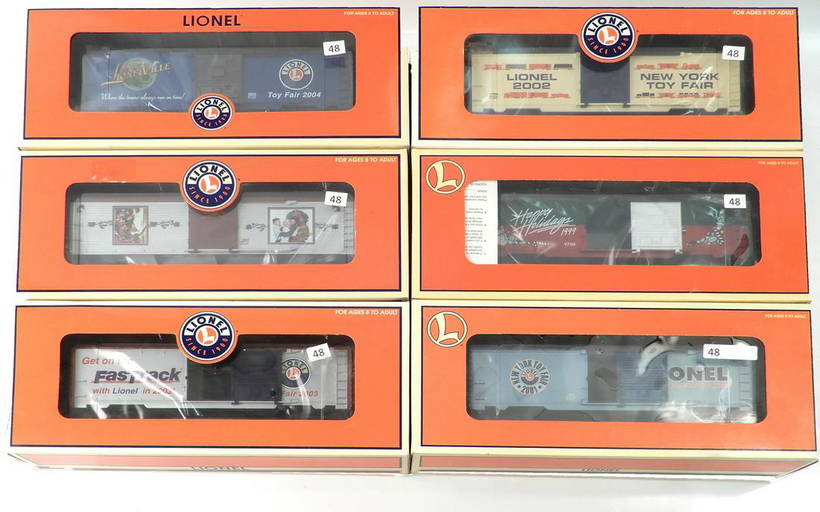 Six Lionel O Gauge Box Cars In Original Boxes