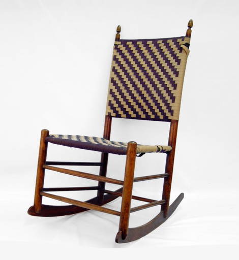 Shaker armless rocker, acorn finials, taped back a - Jul 24, 2009 ...
