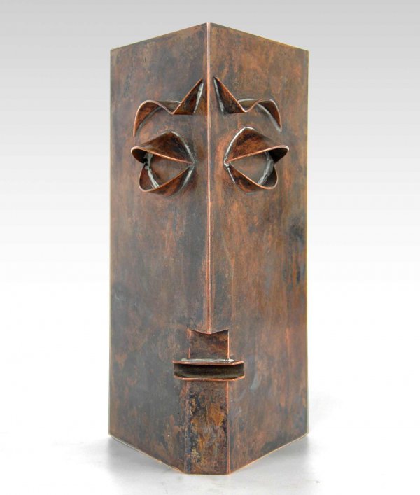 176: Carl Hagenauer copper mask, three-sided, impressed