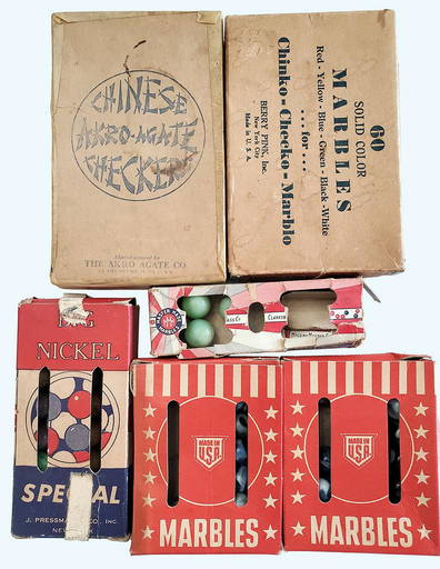 Vintage Machine Made Marbles & Boxes