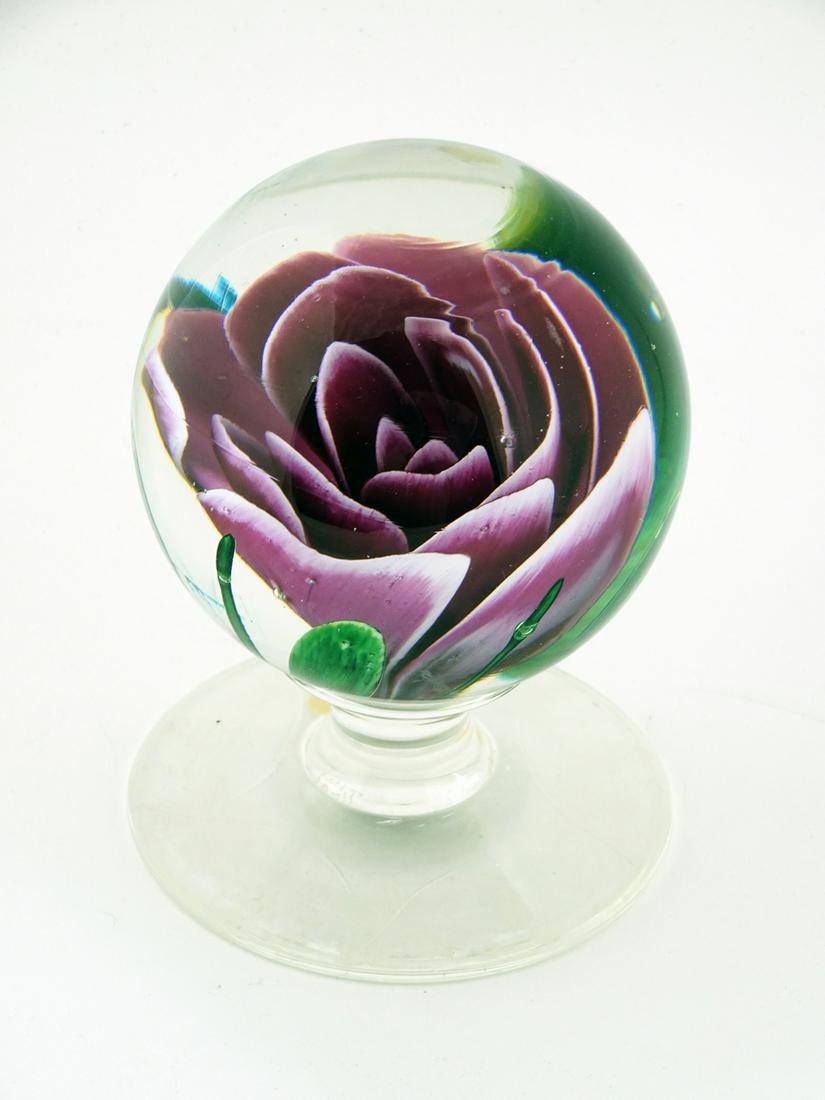 Pairpoint Crimp Rose Pedestal Paperweight