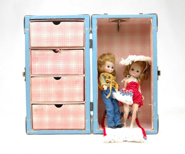 232: Two Betsy McCall dolls with carrying case and addi