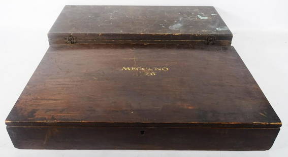 Two 1920's Meccano (england) Wooden Construction Set Boxes.