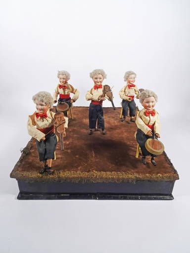 Antique German Bisque Head Automaton Five Piece Band