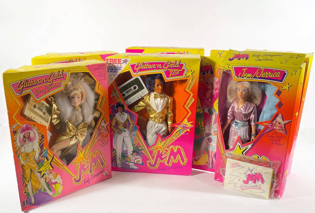 Six 1980's Mint Jem Dolls In Original Packaging Auction