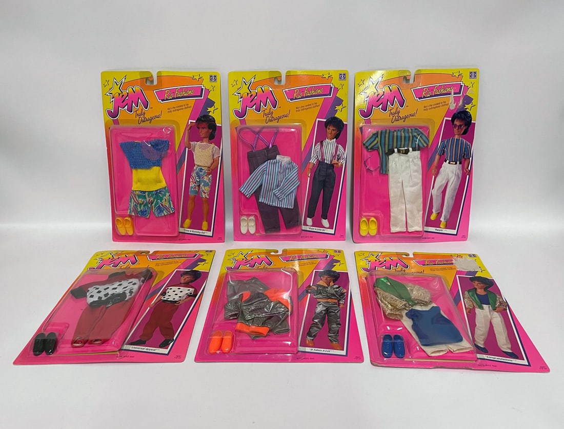 Six 1980's Mint Jem Rio Fashions In Original Packaging