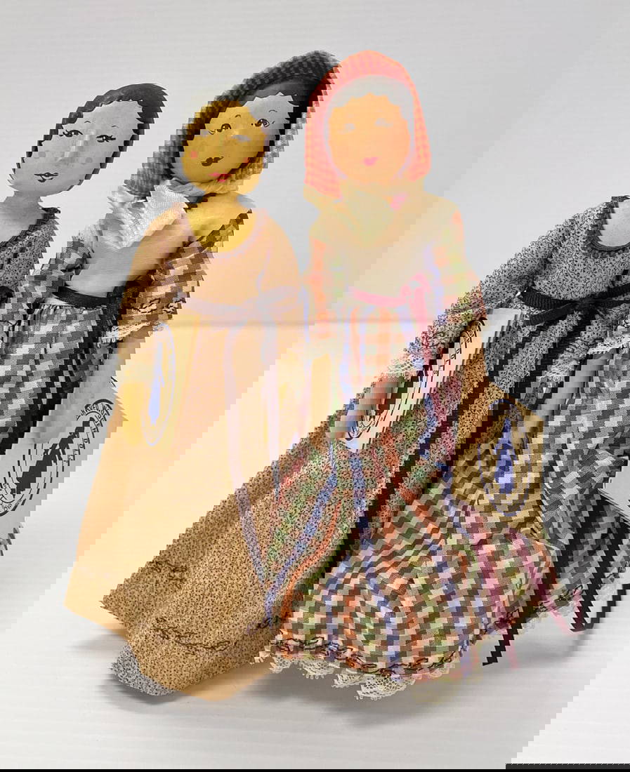 Two Tagged And Signed Judy Brown Wooden Hitty Dolls Auction