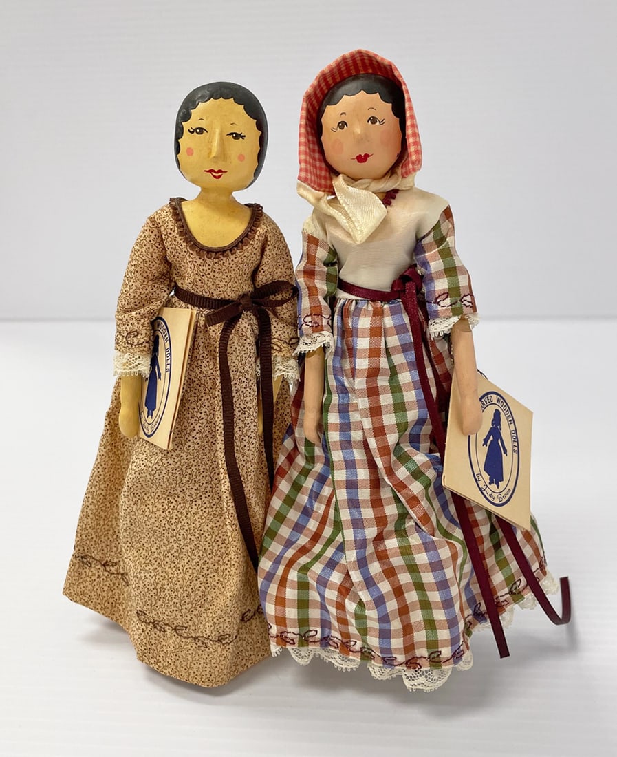 Two Tagged And Signed Judy Brown Wooden Hitty Dolls Auction