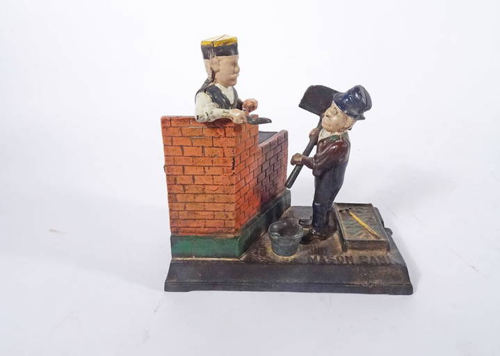 Mason And Hod Carrier Cast Iron Mechanical Bank