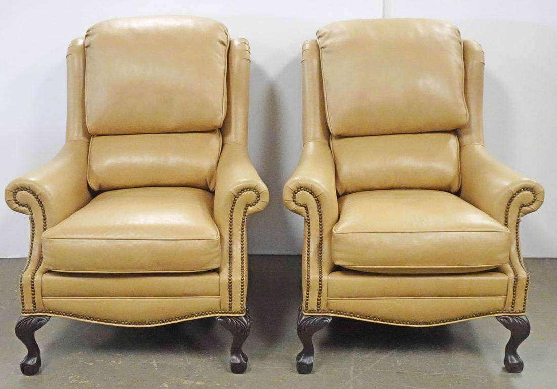 Pair Of Hancock And Moore Leather Lounge Chairs Auction