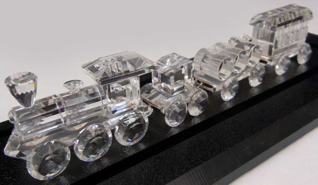 Swarovski crystal train set, including loco, tender, ba