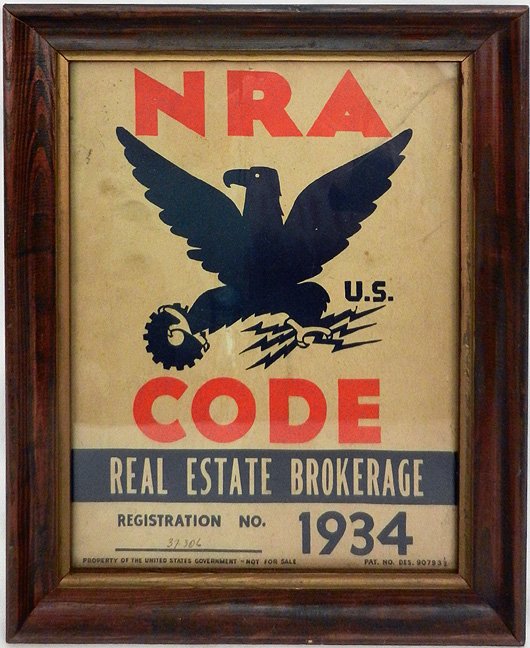 Framed broadside, NRA Code 1934