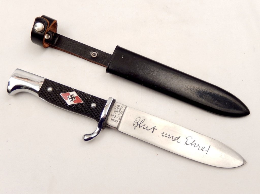 WWII Nazi Hitler Youth style dagger in scabbard