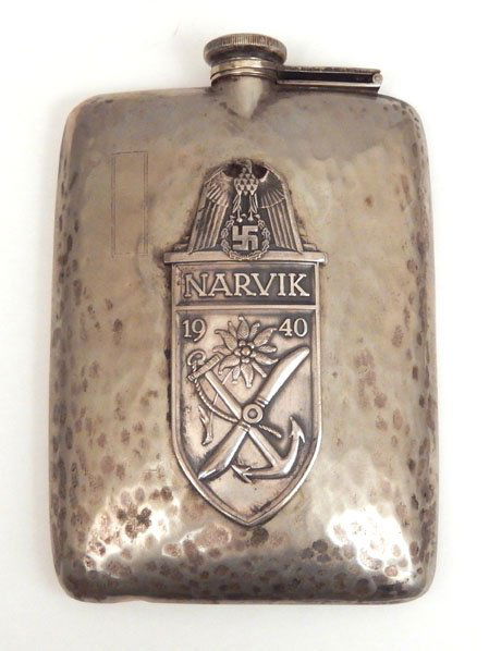 WWII German Nazi Narvik shield flask