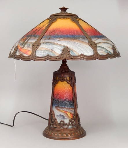 Reverse painted glass panel lamp - Apr 29, 2016 | Stephenson's Auction ...