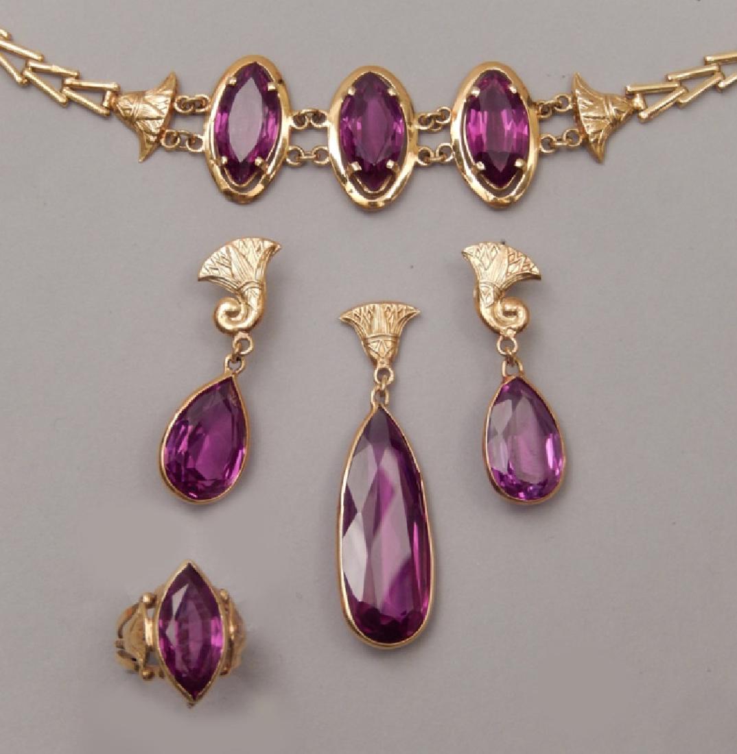 Egyptian 18k gold Alexandrite jewelry suite