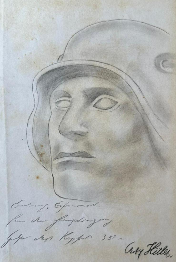 Adolf Hitler - Charcoal Drawing On Paper Auction