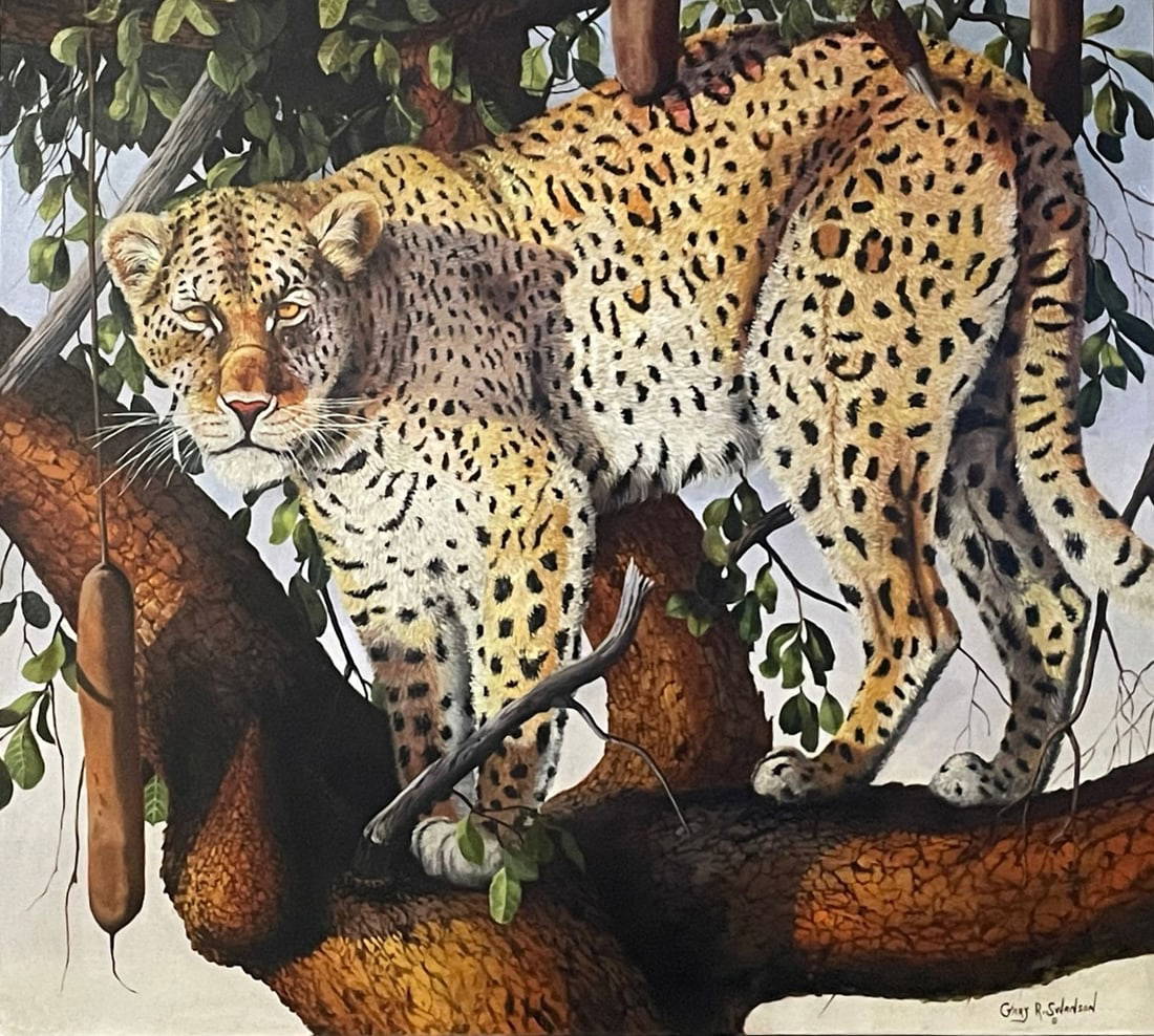 Gary Robert Swanson - "leopard In A Tree" - Painting - Oil On Canvas ...