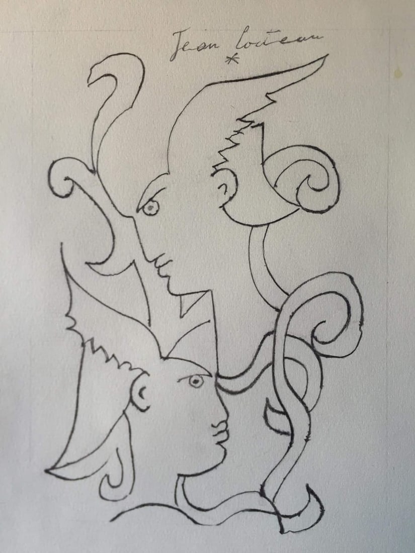 Jean Cocteau - Set Of Two Drawings On Paper - In The Style Of Auction