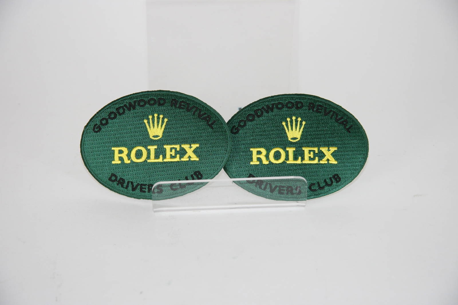2 X Official Goodwood Revival Rolex Drivers Club Cloth Badges Auction
