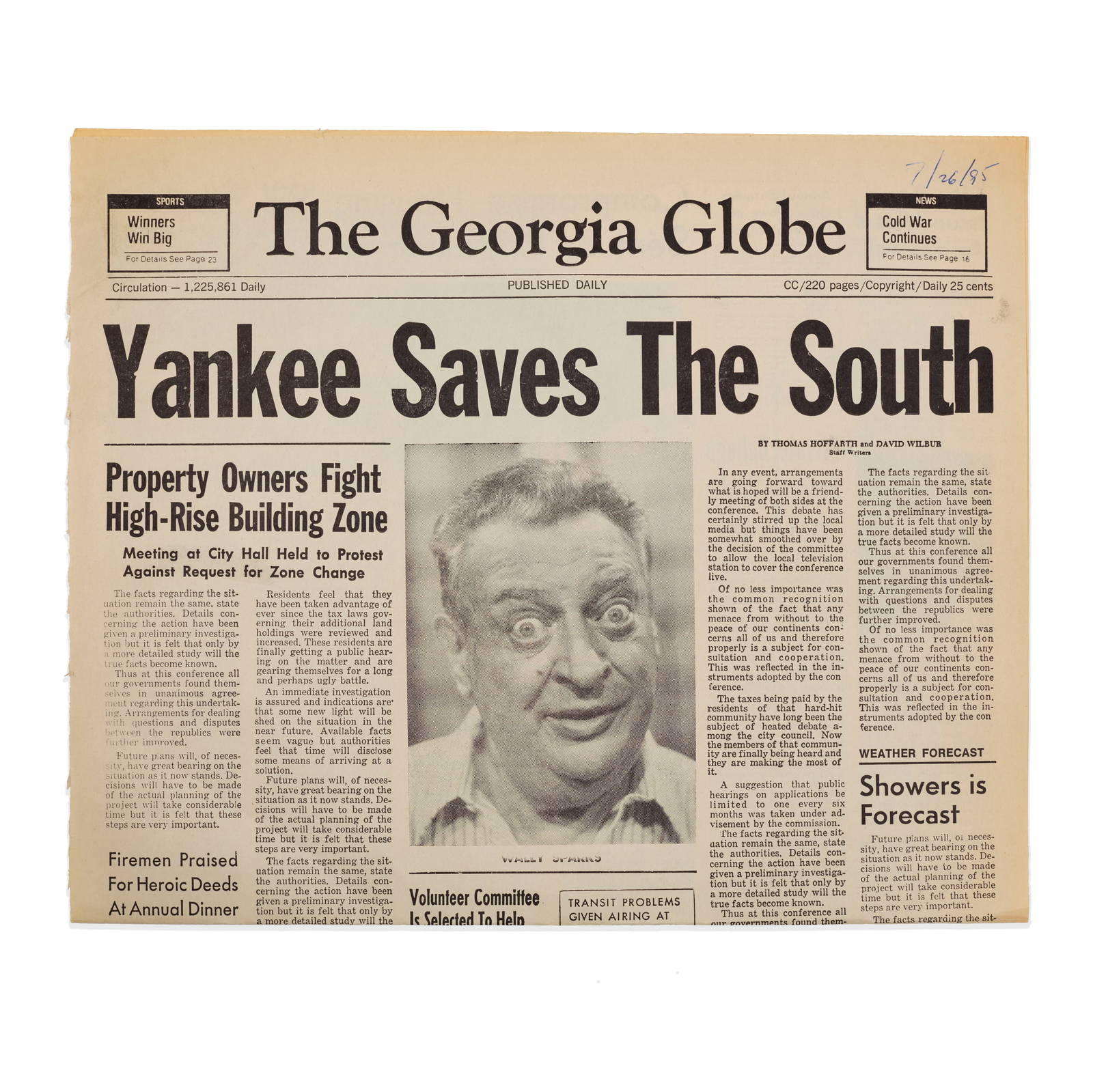 Rodney Dangerfield "wally Sparks" Newspaper Prop Auction