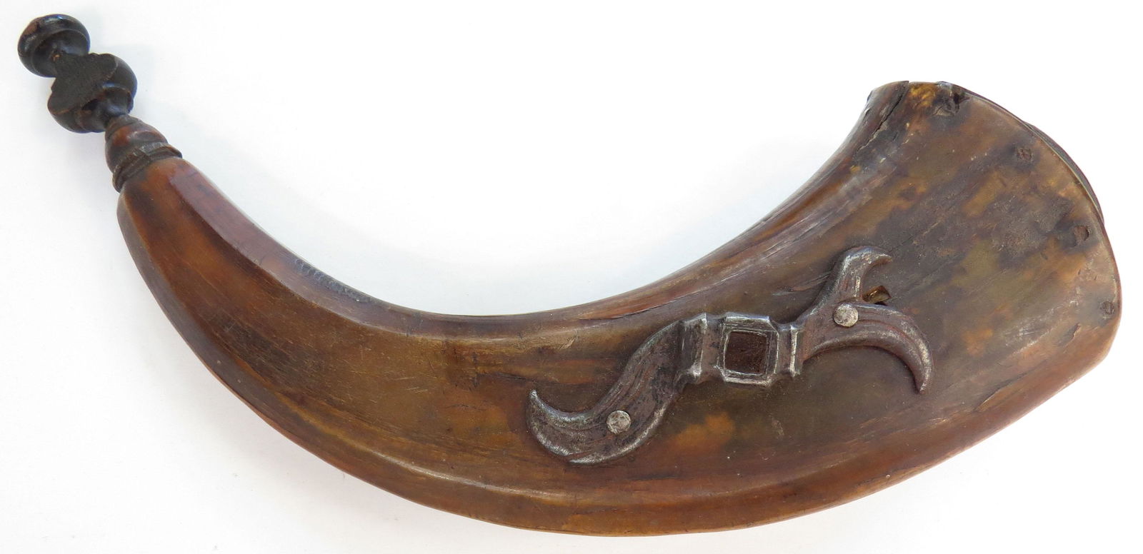 A Rare German Powderhorn With Spanner