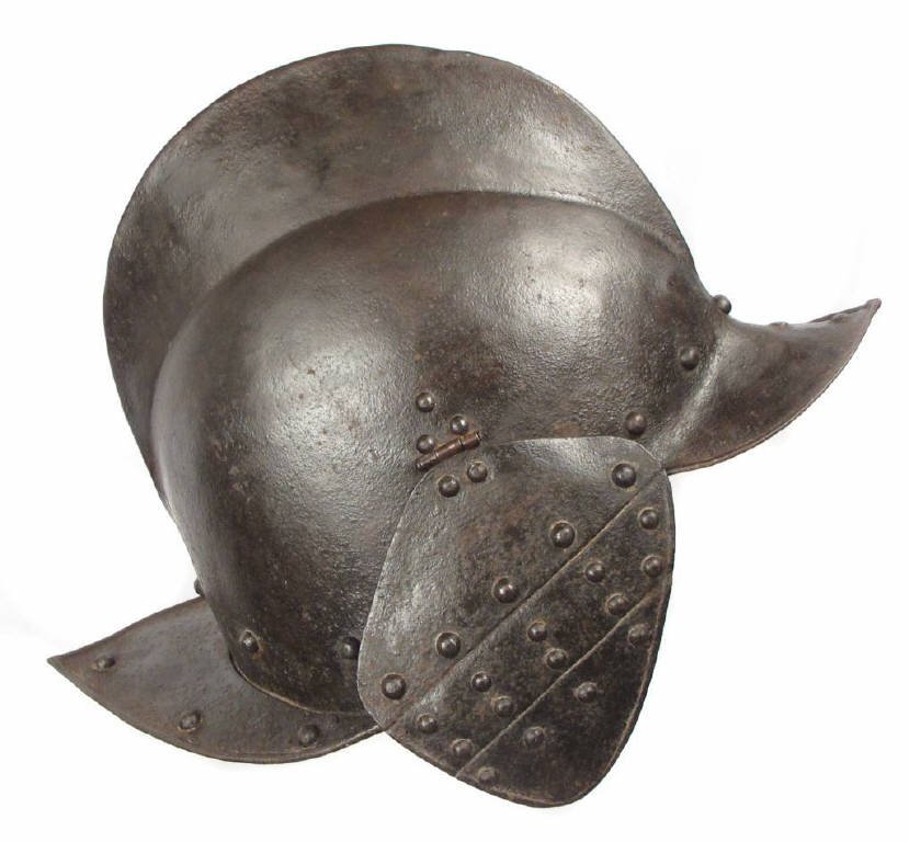 AN ENGLISH BURGONET HELMET
