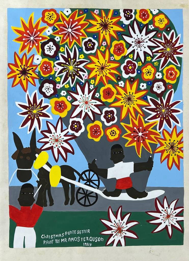 Amos Ferguson (mixed Media On Paper Painting) In The Style Of Auction