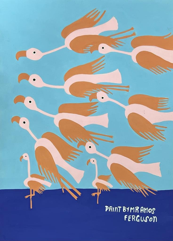 Amos Ferguson (mixed Media On Paper Painting) In The Style Of Auction