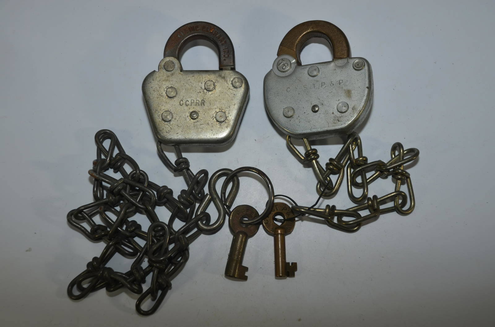Two Steel Locks With Brass Keys Ccprr/cmstp&prr Auction