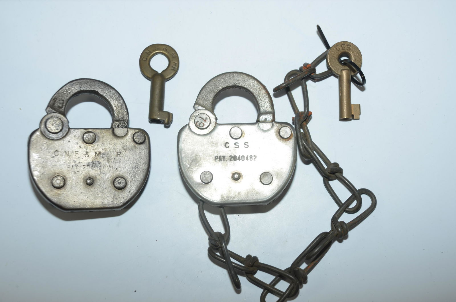 Two Adlake Steel Locks And Brass Keys Cns&m/css&sb