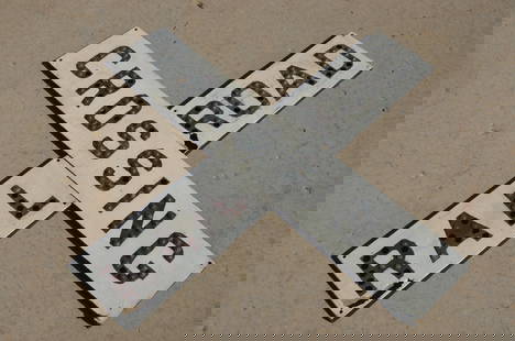 Iconic "railroad Crossing" Sign With Cat Eyes