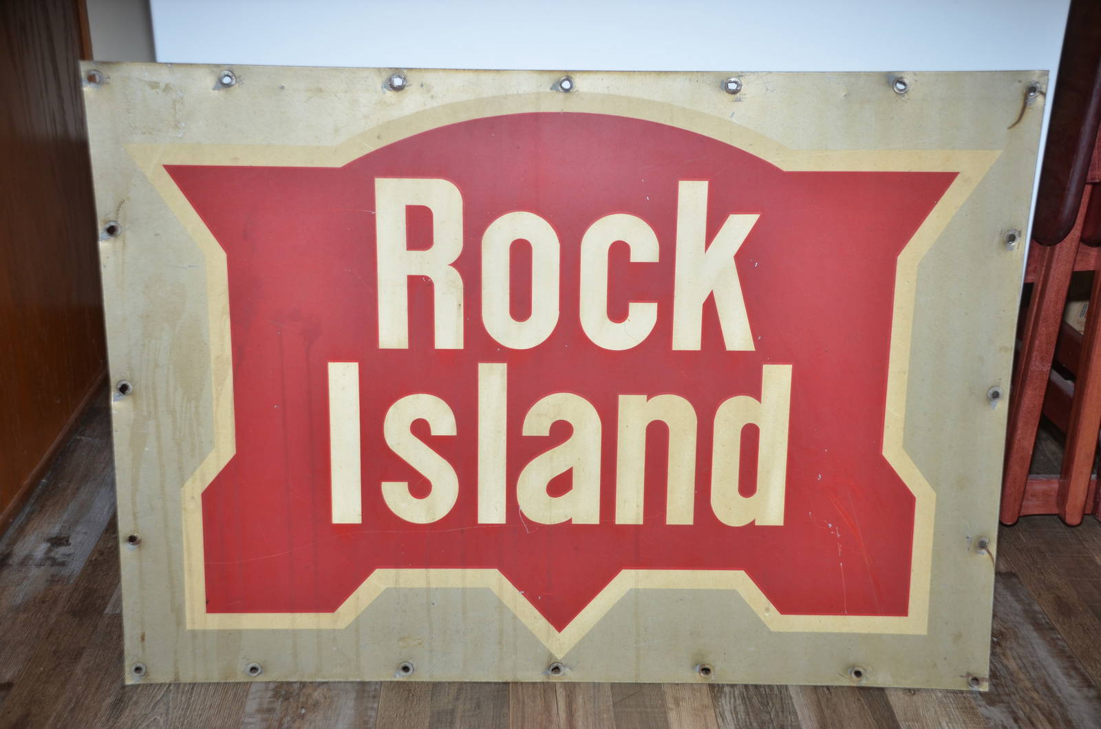 Rock Island Rr Locomotive Herald Metal Sign Auction