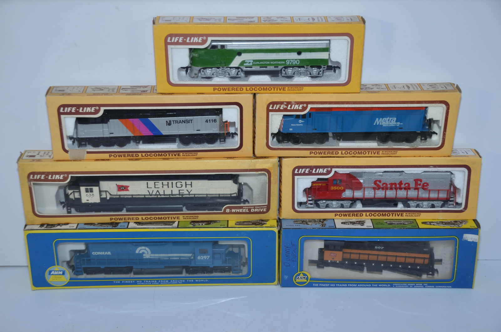 Seven New Life-like And Ahm Locomotives In Original Boxes-ho Scale Auction