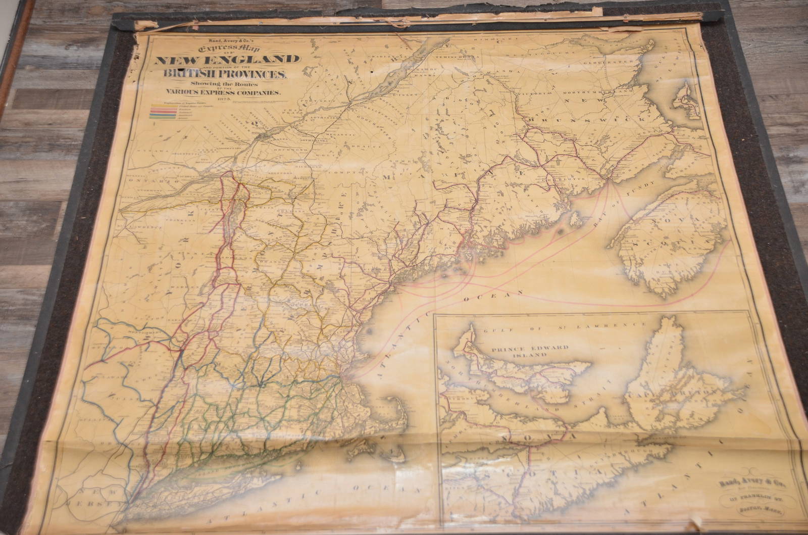 1875 Rand Avery And Co. Map Of Express Companies And Railroads Of The ...