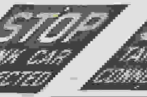 Stop Tank Car Connected Cast Metal Sign Auction