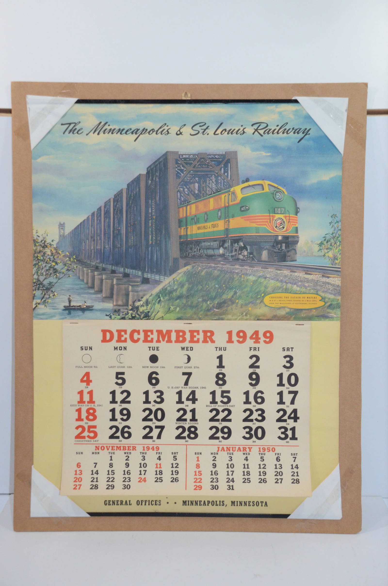 Minneapolis And St Louis Ry 1950 Calendar Auction
