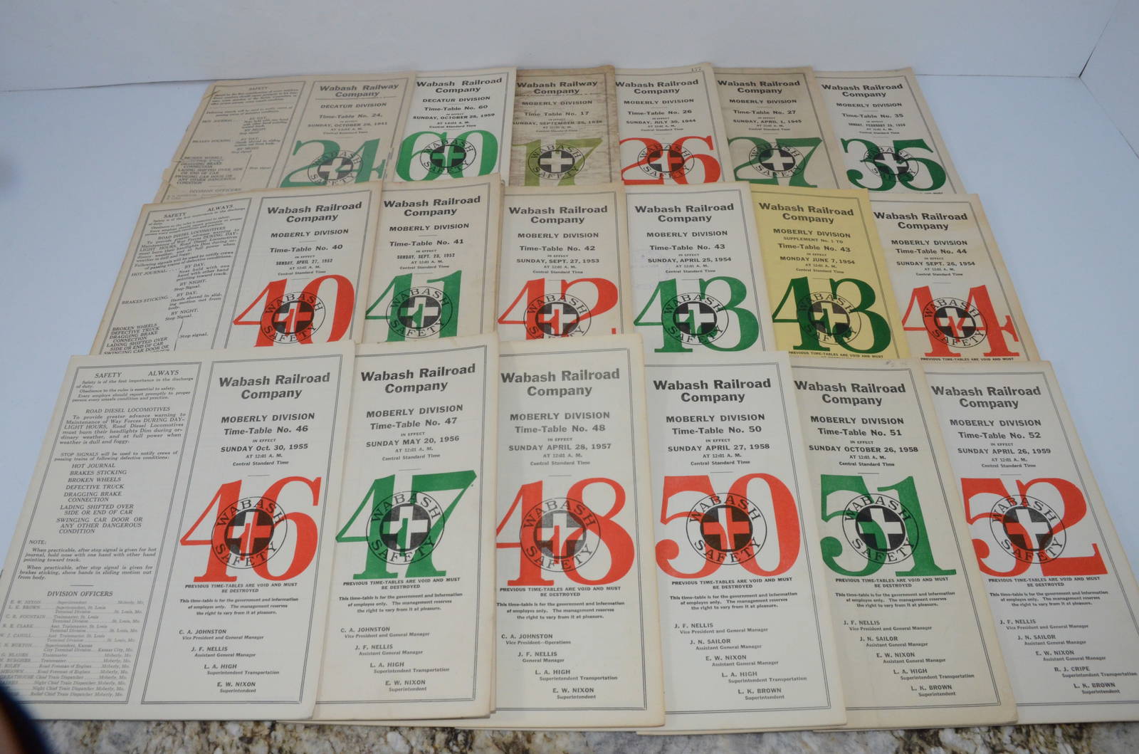 Wabash Rr-38 Employee Timetables Auction