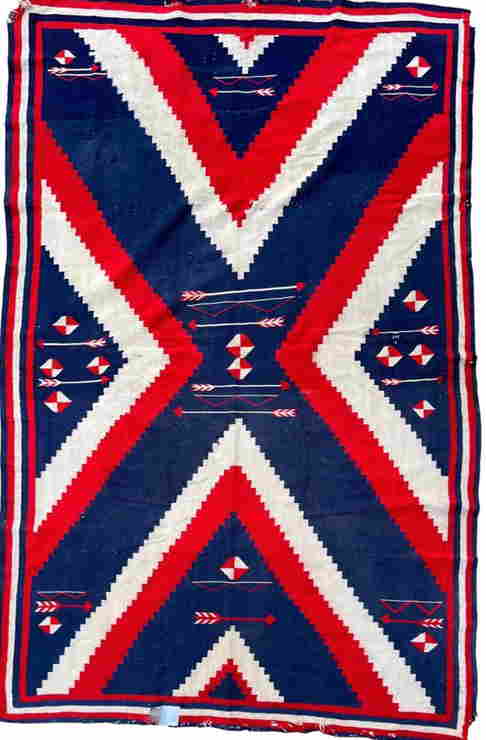 Extremely Rare Navajo Blanket / Rug With Confederate Flag Influence ...