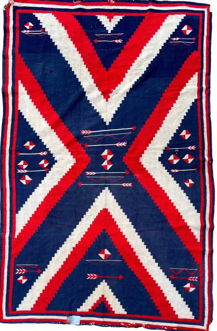 Extremely Rare Navajo Blanket / Rug With Confederate Flag Influence ...