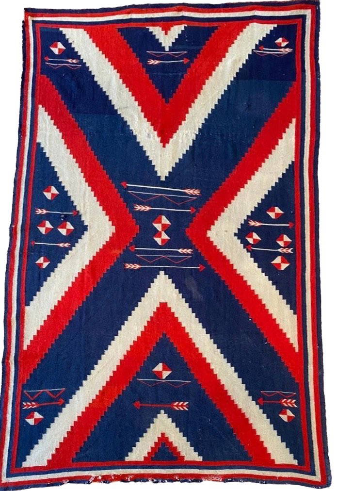 Rare Navajo / Native America Blanket / Rug With Confederate Flag ...