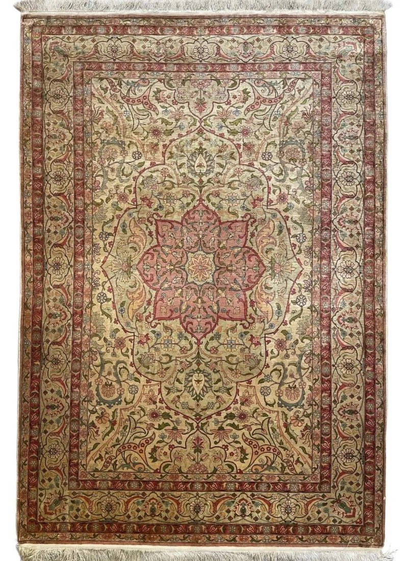 Extremely Fine Antique Silk Hereke Rug Silk On Silk And Signed Auction