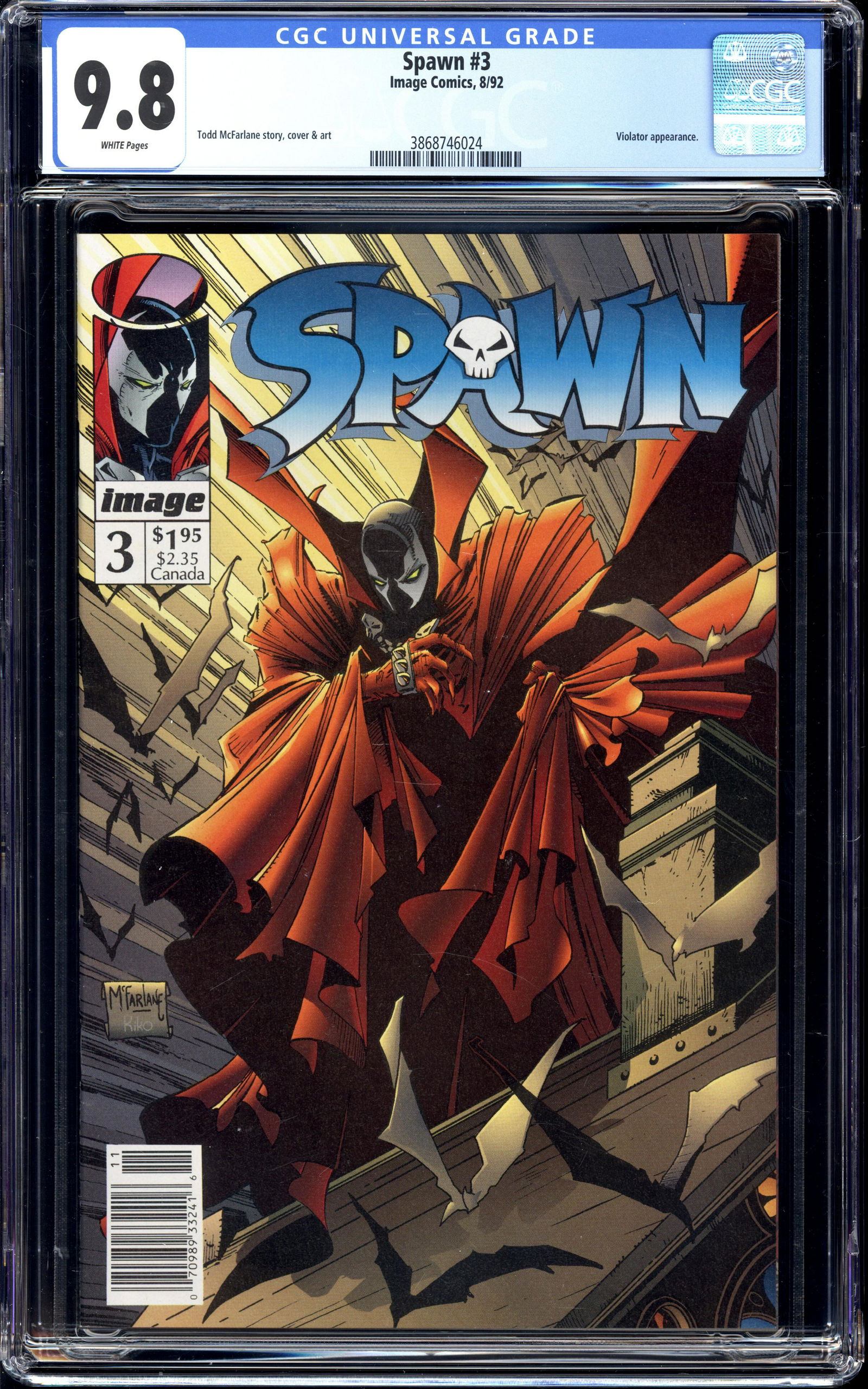 Spawn #3 Cgc 9.8 Violator Appearance. Todd Mcfarlane Story