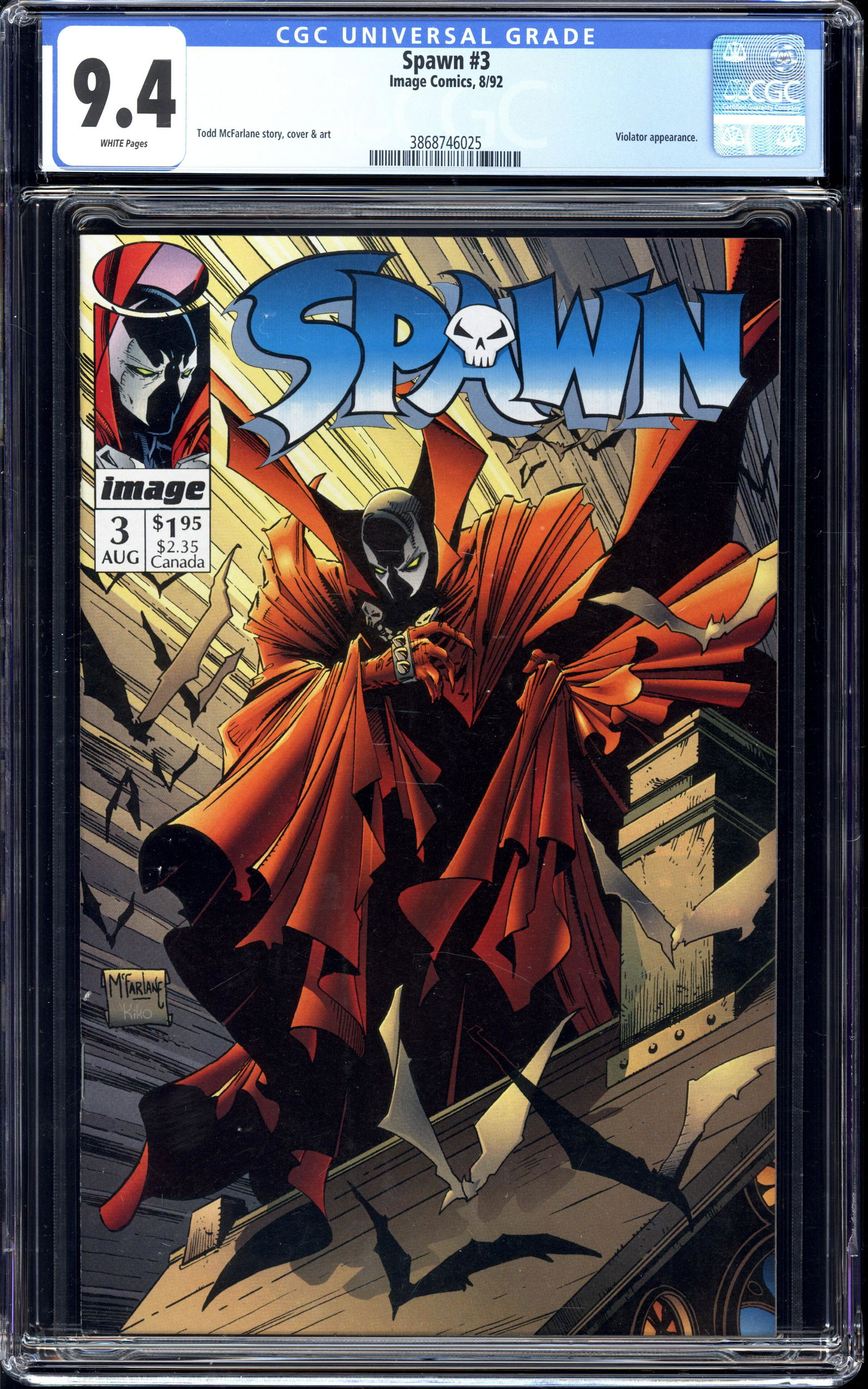 Spawn #3 Cgc 9.4 Violator Appearance 1st Full App Wanda Blake
