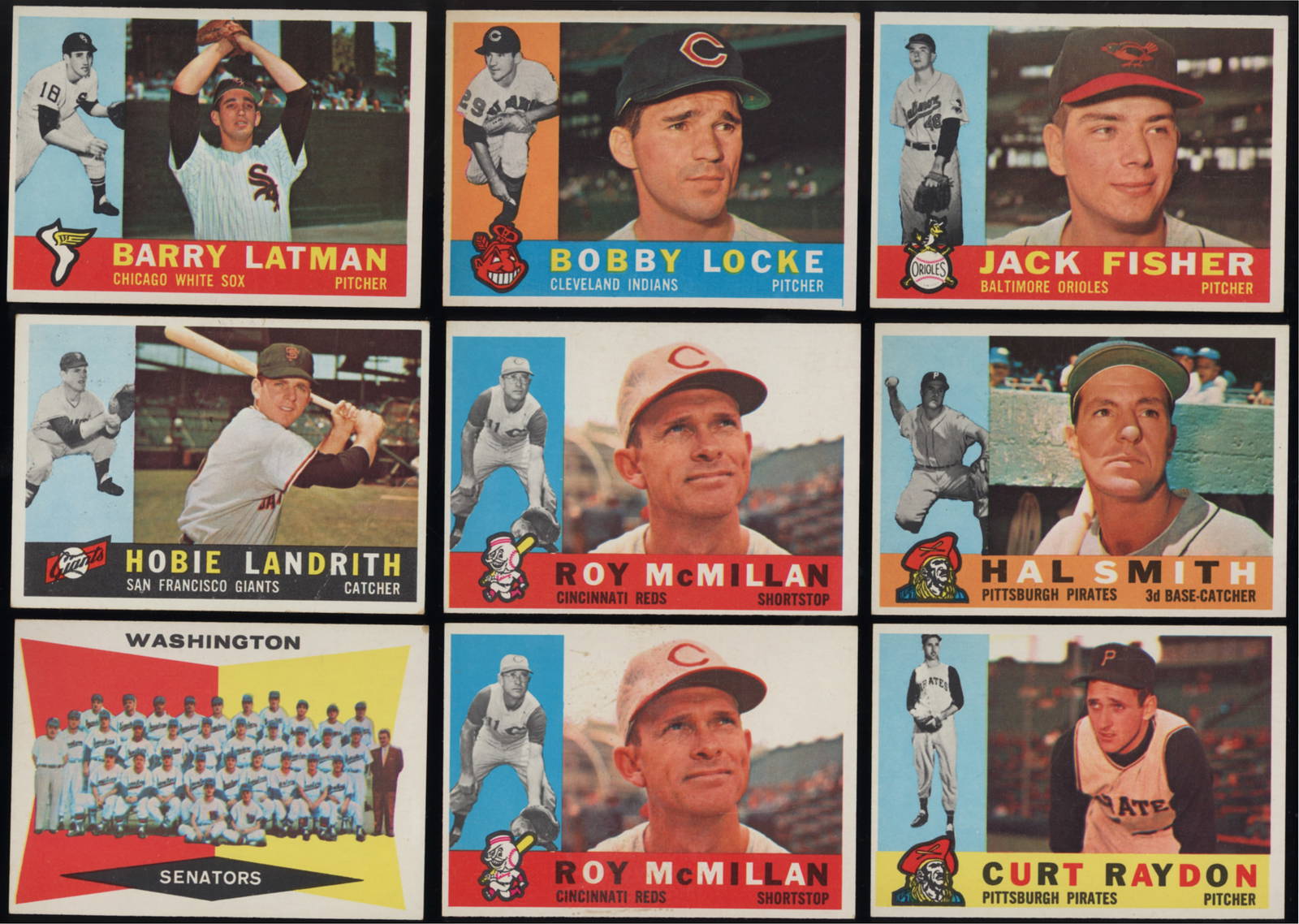 Lot Of 9 Topps Baseball Cards From 1960 Barry Latmam, Hobie Landrith ...
