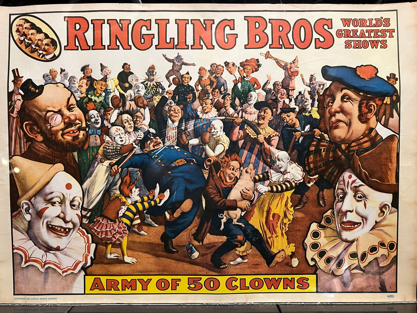 Army Of 50 Clowns - Ringling Brothers Circus World Museum Poster From 1960 Auction