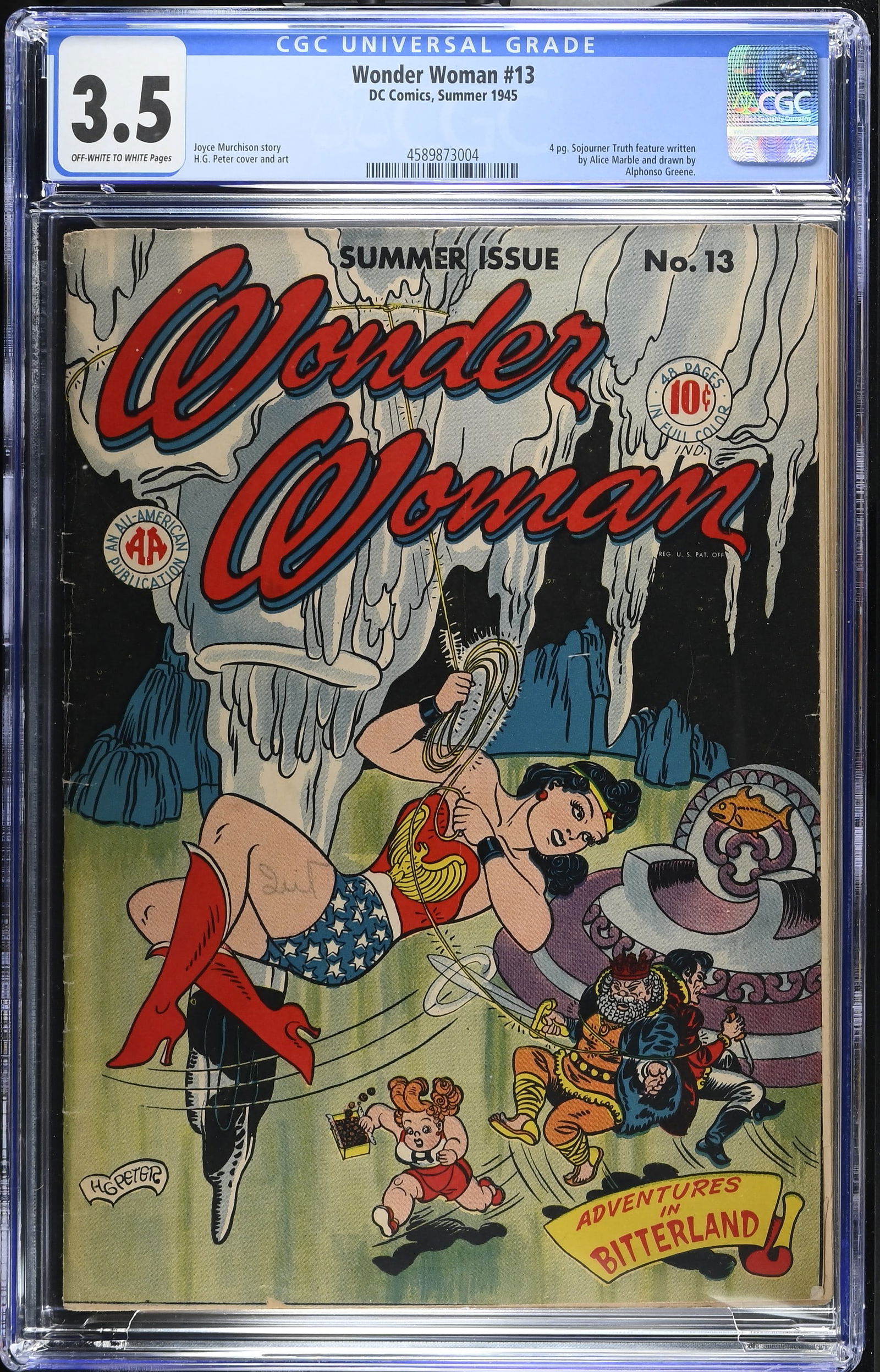 Wonder Woman #13 Cgc 3.5 Dc Comics Summer 1945 H.g. Peter Art ...